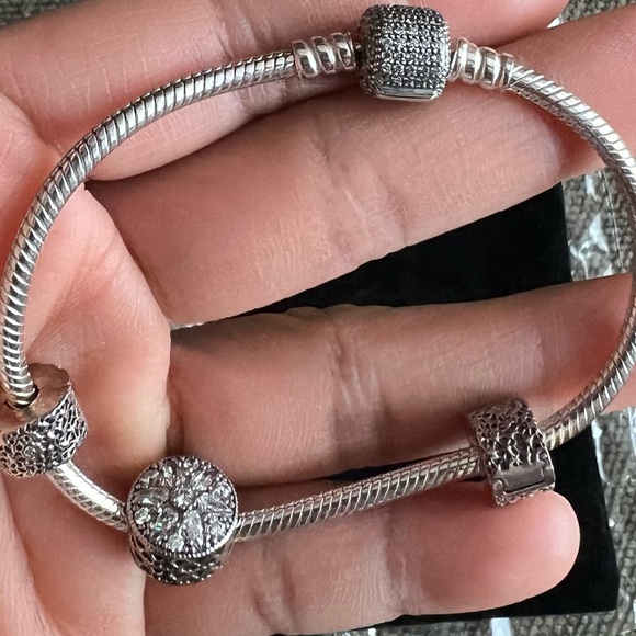 Pandora | Jewelry | Pandora Sparkling Bling Pave Barrel Clasp Snake ...
